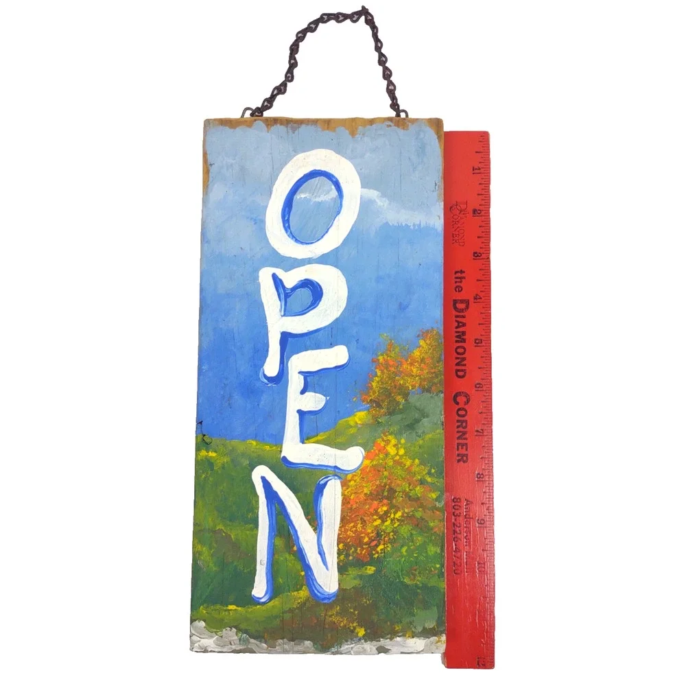 Handmade | Accents | Vtg Hand Painted Primitive Wooden Open Sign Wall ...